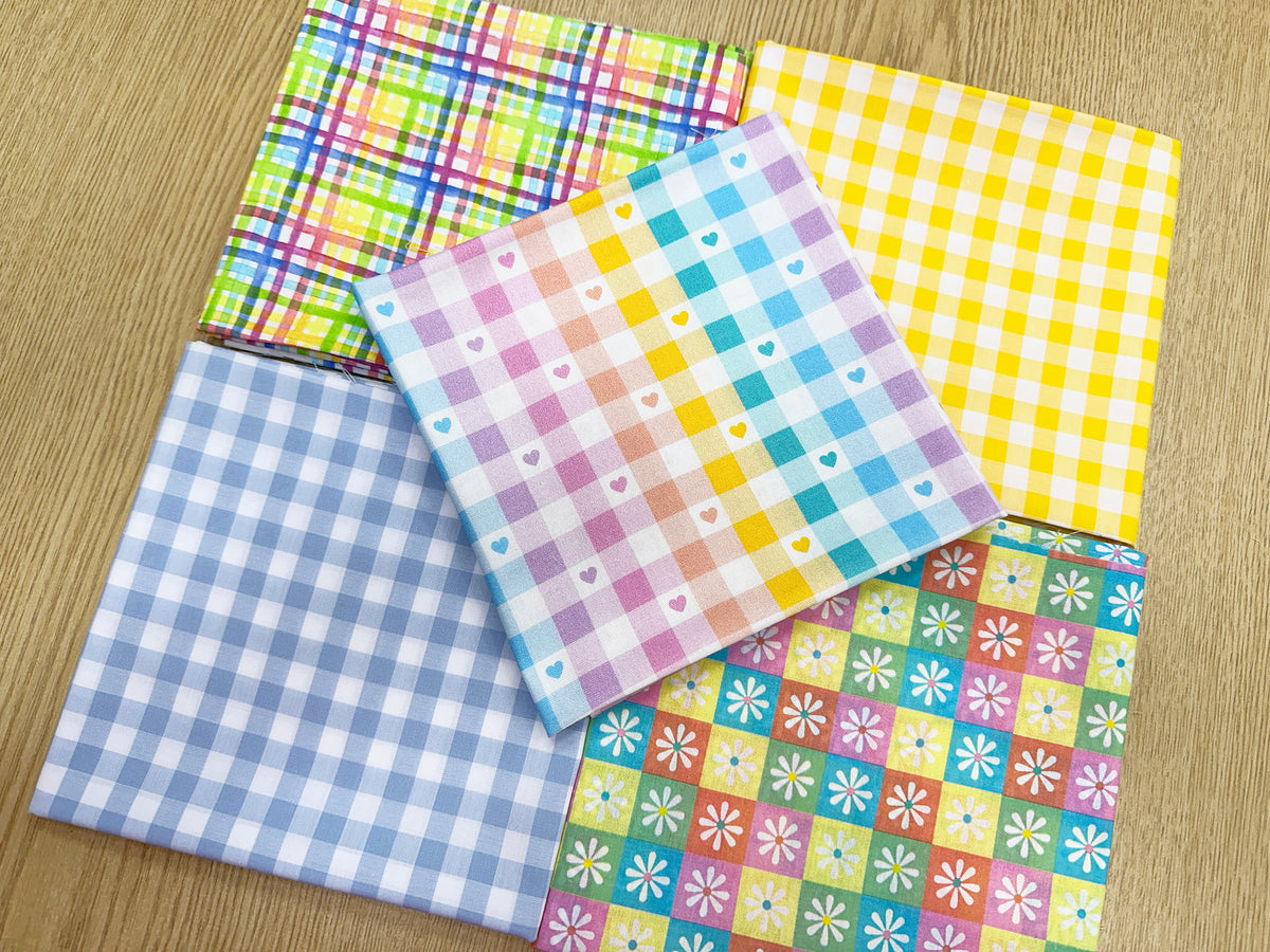 Fabric Bundle - Bright Rainbow Gingham Hearts Mix Craft Fabric – House ...