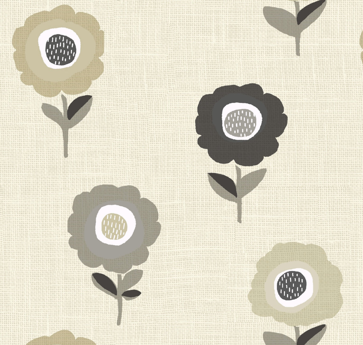 Half Panama Cotton - Elsa Natural Daisy Floral Print - Craft Upholster ...