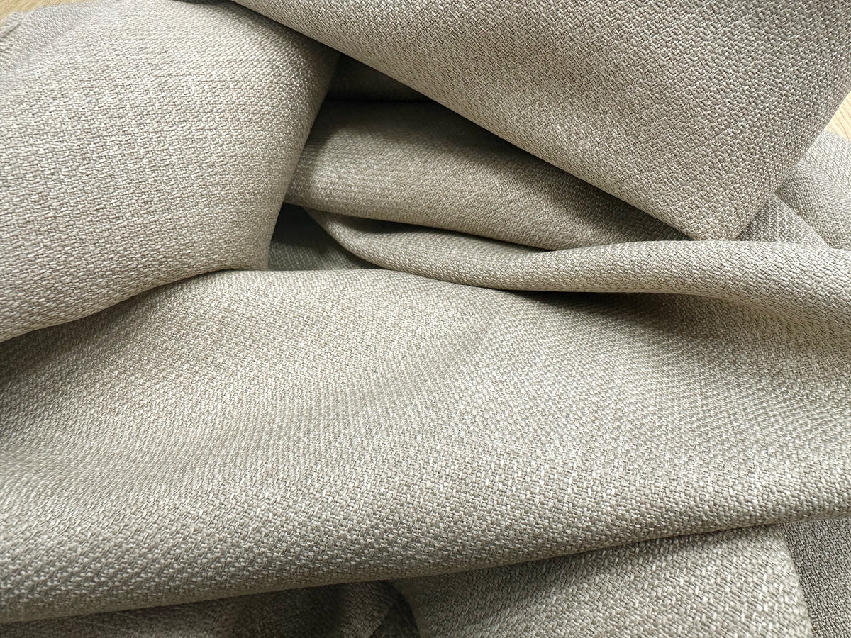 Upholstery Fabric - Stone Natural Linen Look Basket Weave Curtain Cush ...