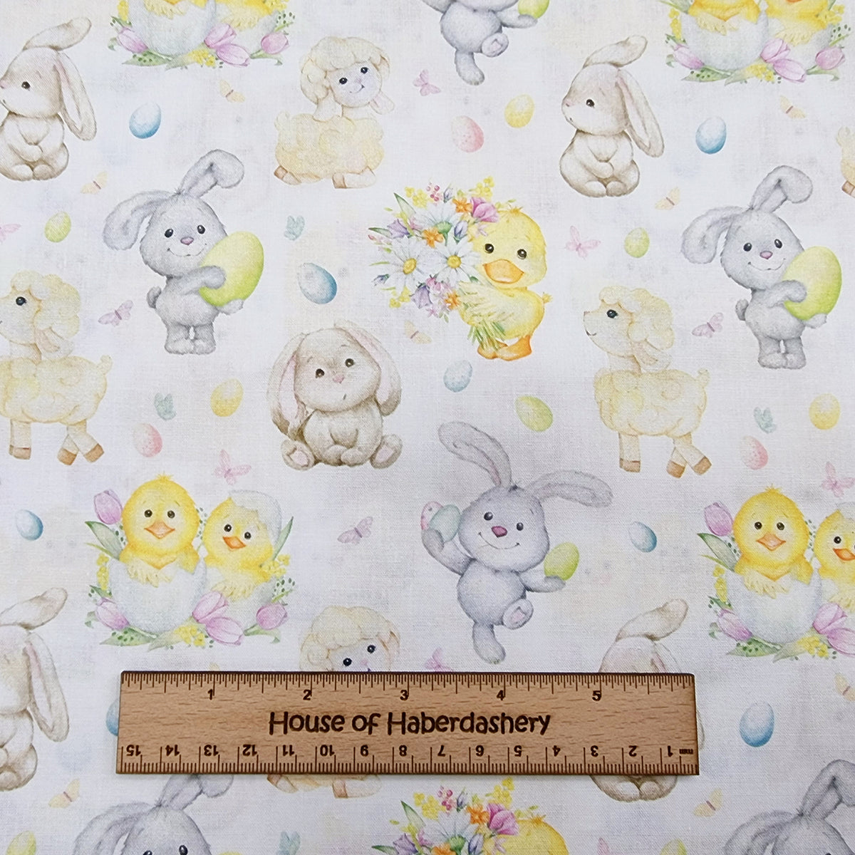 Easter Fabric - Cute Baby Animals & Spring Floral - Cotton Craft Fabri ...