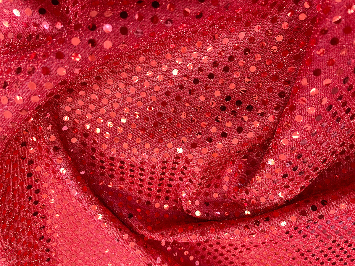 Red Sequin Fabric - 3mm Sequin Sparkly Costume Craft Fabric – House of ...